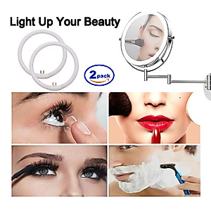 Konideke 5.5 Inch Outside Diameter,T4 12W 6400K Circular Fluorescent Bulb,Replacement for Conair Round Makeup Mirror