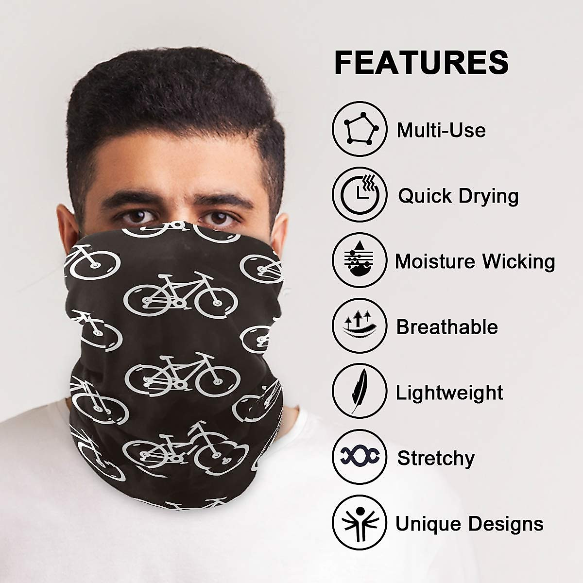 UWSG Neck Gaiter, Magic Scarf, Balaclava Bicycles 3D Print Magic Headband Scarf Sports Headwear Headwrap Tube Mask Multifunction Bandanas Men Women