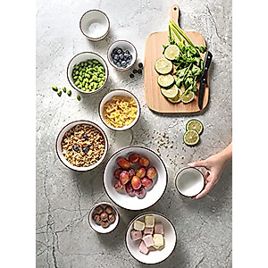 Sweese 144.001 Porcelain Bowls - 10 Ounce for Ice Cream Dessert, Small Side Dishes - Set of 6, White