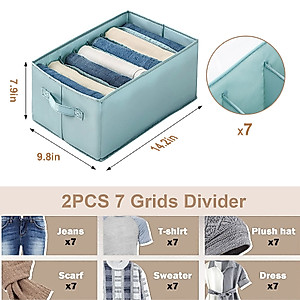 GWSNIO 2PCS Wardrobe Clothes Organizer Jeans Storage, Foldable Closet Organizer Storage Box with Handle for Jeans T-shirt Pants Sweater Kids Clothes Drawer Dividers
