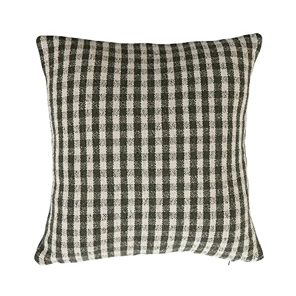 Creative Co-Op Creative Co-Op Woven Recycled Cotton Blend Pillow Gingham, Green and White