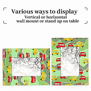 Red Yellow Bus Car 4x6 Picture Frame, Cartoon Wooden Photo Frames for Tabletop and Wall Display, Picture Frame Home Office Decor