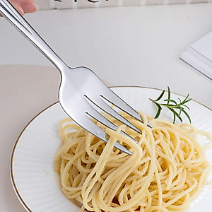 GoGeiLi Stainless Steel Serving Spoon and Serving Fork Set, Include 3 Large Serving Spoon and 3 Serving Fork, 9.5-inch Catering Serving Utensil Set, Dishwasher Safe