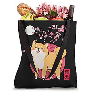 Akita Shiba Inu Dog of Japan Cherry Blossom Moon Kanji Tote Bag