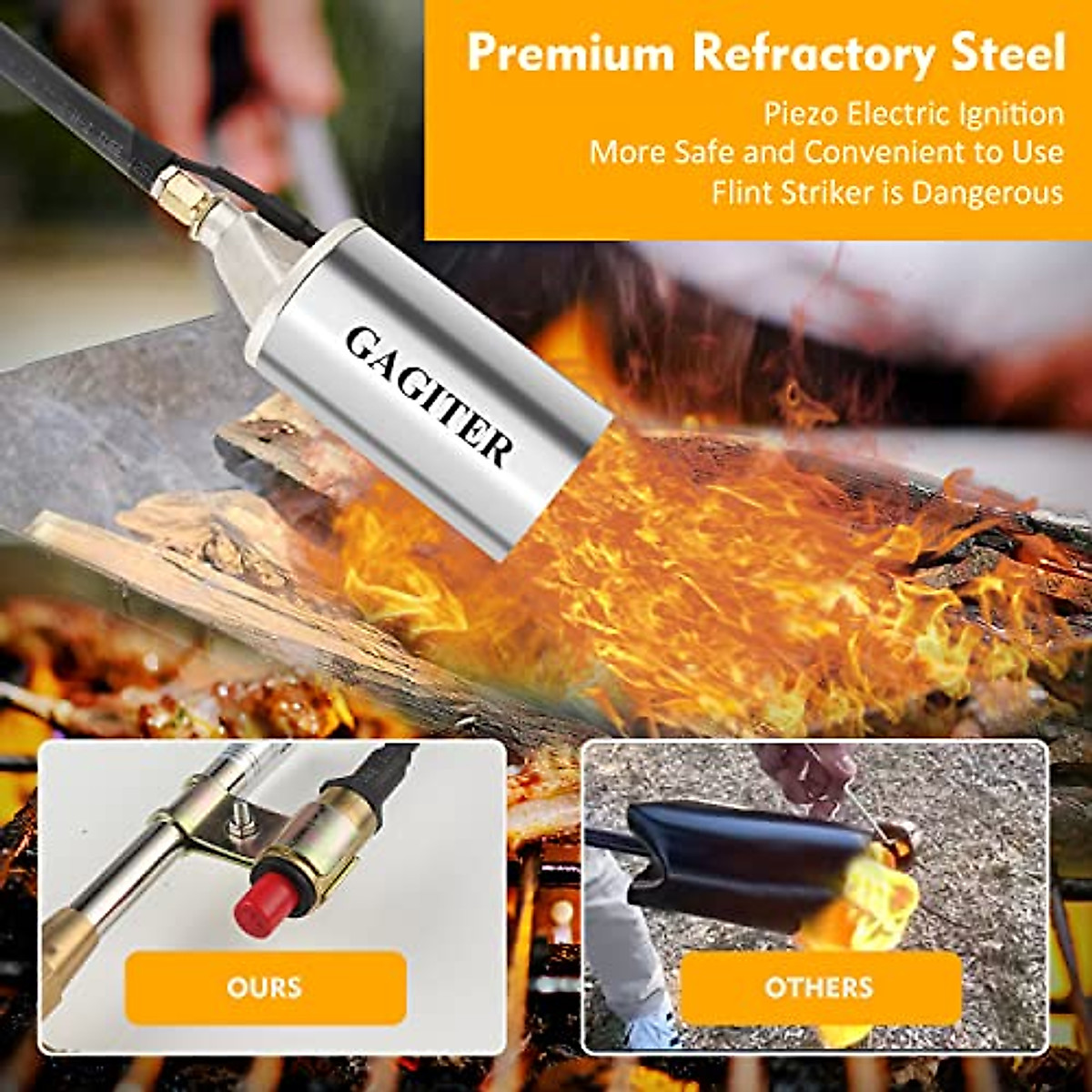 Propane Torch Weed Burner Kit,Weed Torch 800,000 BTU Blow Torch with 9.8 FT Hose Heavy Duty Flamethrower with Turbo Trigger for Flame Weeding,Roofing, Melting Ice Snow (blue)