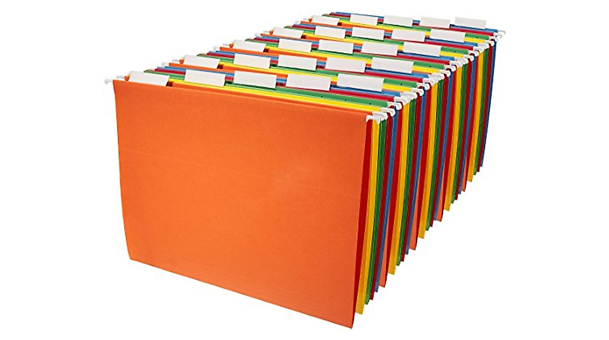 Amazon Basics Hanging File Folders - 25 Assorted Color Organizer
