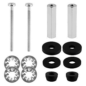 iFealClear 2 PCS Extra Long Toilet Seat Bolts Kit, Universal Heavy Duty Stainless Steel with Extra Long Downlock Nuts Rubber Toothed Gaskets, Easy to Install -Bathroom Toilet Bidet Repair Screw