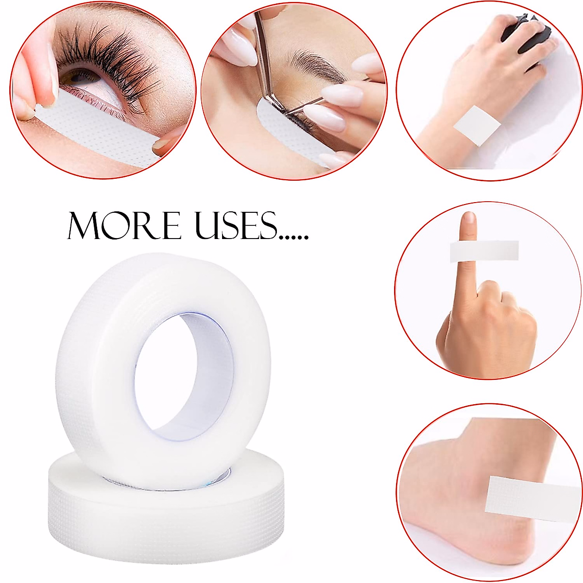 JASSINS 6 Rolls PE Eyelash Tape, Adhesive Fabric Eyelash Tapes, Adhesive Breathable Micropore Fabric Tape for Eyelash Extension Supply,9 m/10 Yard Each Roll (Transparent)