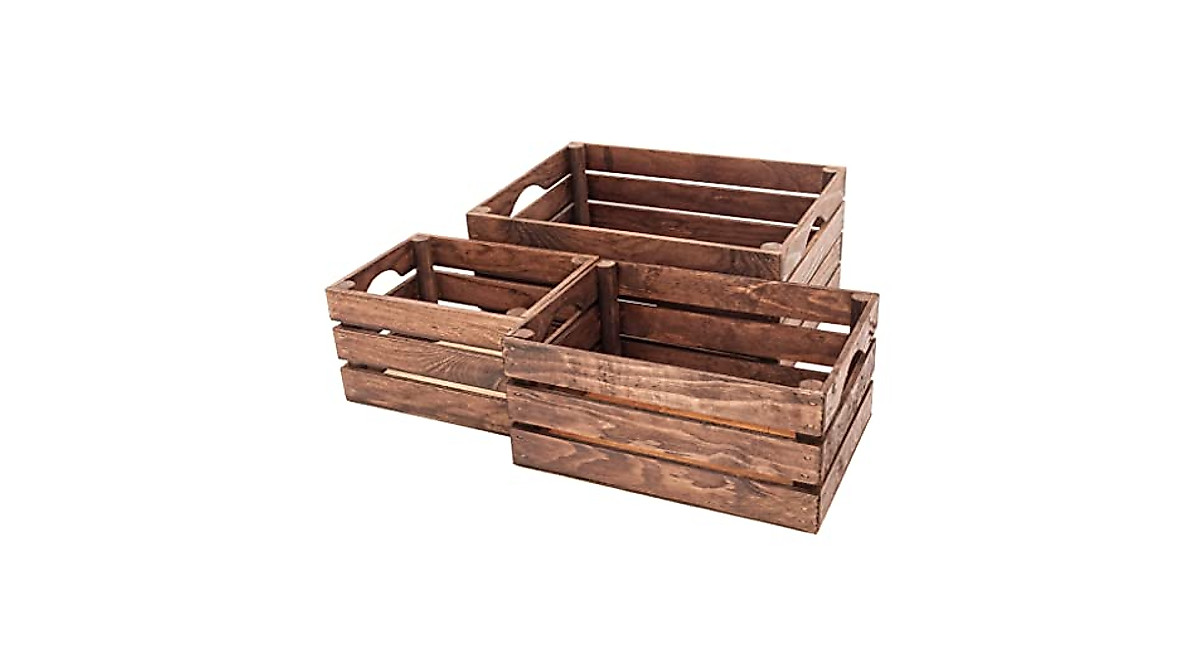 Rustic Wood Crate Set - Farmhouse Decor & Storage