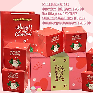 Surprise Gift Box Explosion for Money, Merry Christmas Surprise Box Gift Box Explosion Box with Confetti, Christmas Boxes Explosion Gift Box Cash Money Gift Boxes for Presents, 10 Bouncing Boxes,Red