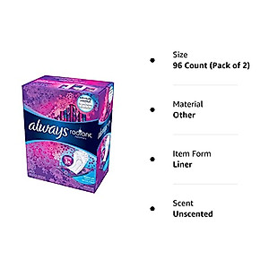 Always Radiant Pantiliners, Regular, Unscented, 96 Liners (Pack of 2)