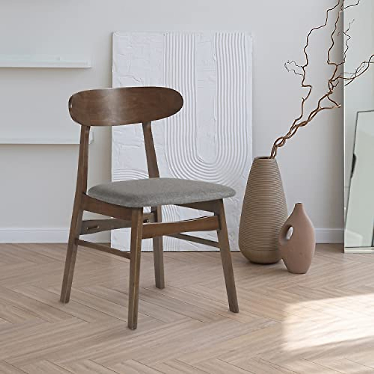 New Classic Furniture Morocco Dining Chair with Cushion, Set of 2, Dark Gray