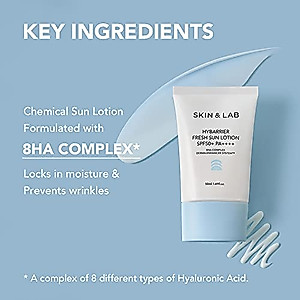 [SKIN&LAB] Hybarrier Fresh Sun Lotion SFP50+ PA+++ | Moisturizing Face & Body Sun Care with Sodium Hyaluronate and Hyaluronic Acid | Reef-safe Sunscreen (Octinoxate & Oxybenzone Free) | 1.69 fl oz.