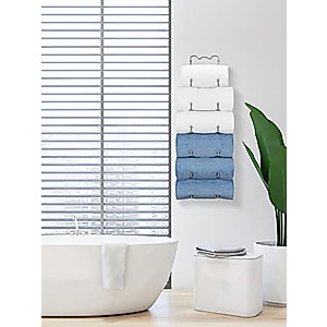 Elbourn Towel Rack Wall Mounted Metal Wine Rack Washcloths Bathrobe Storage Shelf Organizer Hand Towels Holder for Bathroom Cloakroom - Chrome