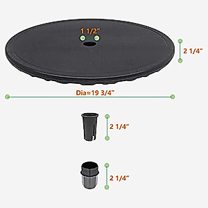 20" Patio Umbrella Table Tray, Outdoor Adjustable Umbrella Table with Umbrella Hole, Portable Round Table Top for Beach Patio Garden Swimming Pool,Black