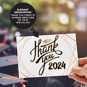 50 Pack Gold-Foiled Thank You Cards for Graduation with Envelopes & Stickers - 10 Designs Blank Inside Graduation Thank You Cards with Envelopes, 6x4in Thank You Graduation Cards Grad Thank You Cards