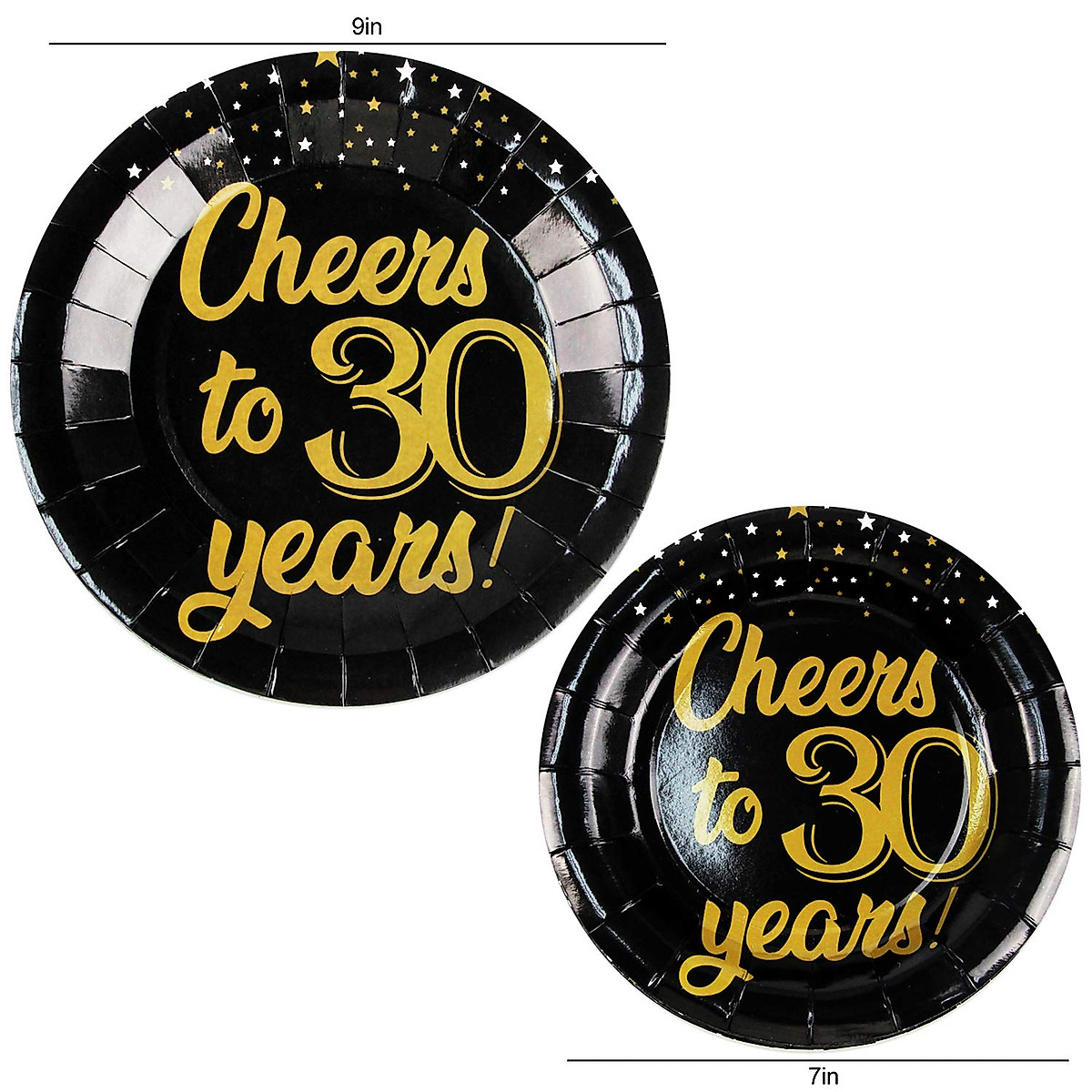 102-Piece 30th-Birthday Party Supplies Set With 30th Birthday Plates and Napkins, Cups, Banner, and Tablecloth, Serves 25. 30th birthday decorations for Men and Women