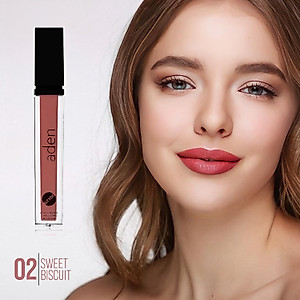 aden Tattoo Matte Lipstick - 7ML - Highly Pigmented - Provides Non-Shinny, Non Smudging and Velvety Finish – Water Proof Made in Italy (02 Sweet Biscuit)