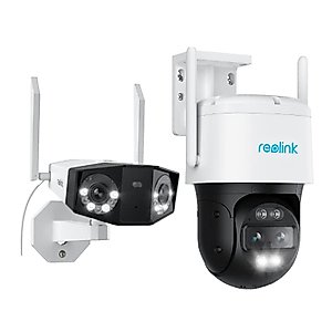 REOLINK 2.4/5GHz Wi-Fi 6 Cameras, 180 Degrees Ultra-Wide Angle Duo 2 WiFi Bundle with PTZ Trackmix WiFi, Outdoor Security, Color Night Vision