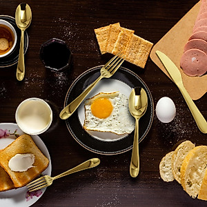 20-Piece Gold Silverware set with Dinner knvies,Gold Flatware Set for 4,Food-Grade Stainless Steel Tableware Cutlery Set,Mirror Polished & Dishwasher Safe