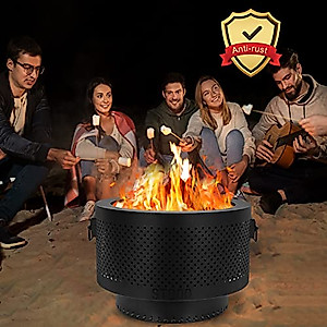 STBoo Smokeless Fire Pits for Outside with Portable Carrying Storage Bag, 20x14 Inch Firepits Outdoor Wood Burning, Low Smoke Outdoor Fireplace for Bonfire Picnic Backyard Cooking on Beach, Black, L