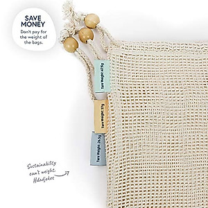 Organic Cotton Shopping Bags - Washable and Strong- Set of 8 - Food Storage and Produce Bags