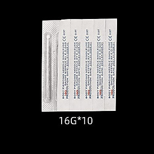 Body Piercing Needles, ATOMUS 10pcs 16G Stainless Steel Sterile Disposable Ear Nose Navel Nipple Lip Piercing Needles
