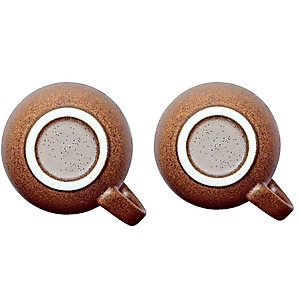 Japanese Porcelain H3.5 Inches 11.1 Fluid Ounces Sushi Tea Cup Mug Brown Tanuki Raccoon Dog Set of 2 Made in Japan