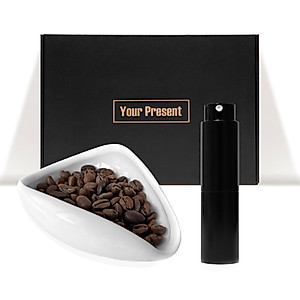 Ulirds Coffee Bean Dosing Cup and 8ml Spray Bottle Kit For Espresso,Coffee Bar Accessories,Ceramic Single Dosing Tray For Coffee or Tea .Mini Portable Spray For Reducing Coffee Power Static (Black)