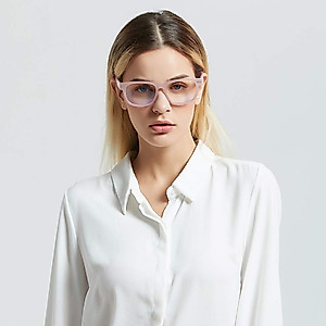 KERBIY Blue Light Blocking Glasses for Women Men,Computer Reading Glasses Anti Eye Strain Headache,Blue Ray Filter Glasses UV400 Clear Lens(Pink)