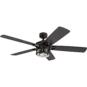 Honeywell Ceiling Fans Bonterra, 52 Inch Contemporary Indoor LED Ceiling Fan with Light and Remote Control, Dual Finish Blades, Reversible Motor - Model 50690-01 (Matte Black)