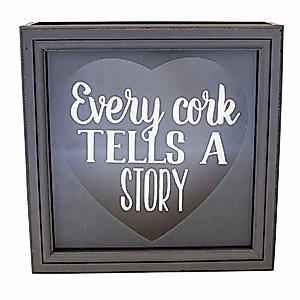 Boston Warehouse Shadowbox Wine Cork Holder Every Cork Tells A Story 10-Inch Gray