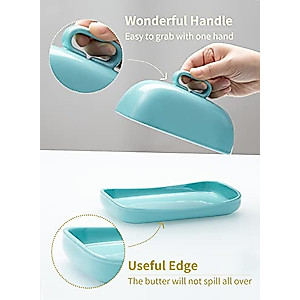 Better Butter Porcelain Butter Dish, Butter Dish with Lid, Butter Keeper - Hold 4oz East/West Coast Butter Stick and 8oz Kerrygold Butter - Easy to Grip, Turquoise
