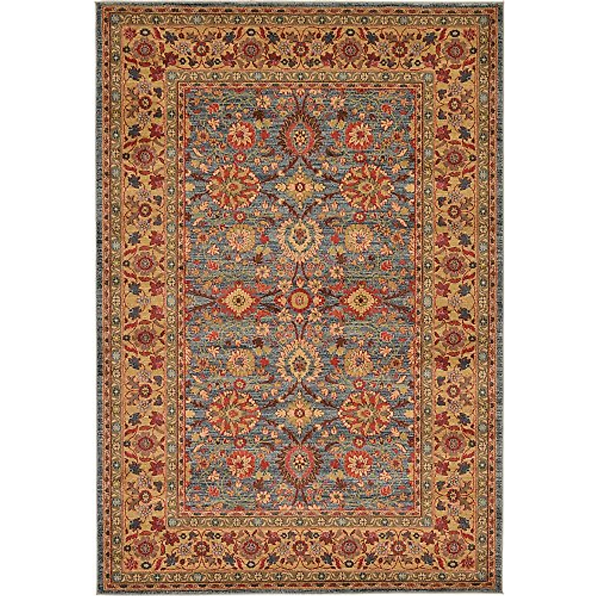 Unique Loom Edinburgh Collection Classic Oriental Traditional French Cottage Inspired Intricate Design Area Rug (6' 0 x 9' 0 Rectangular, Light Blue/ Beige)