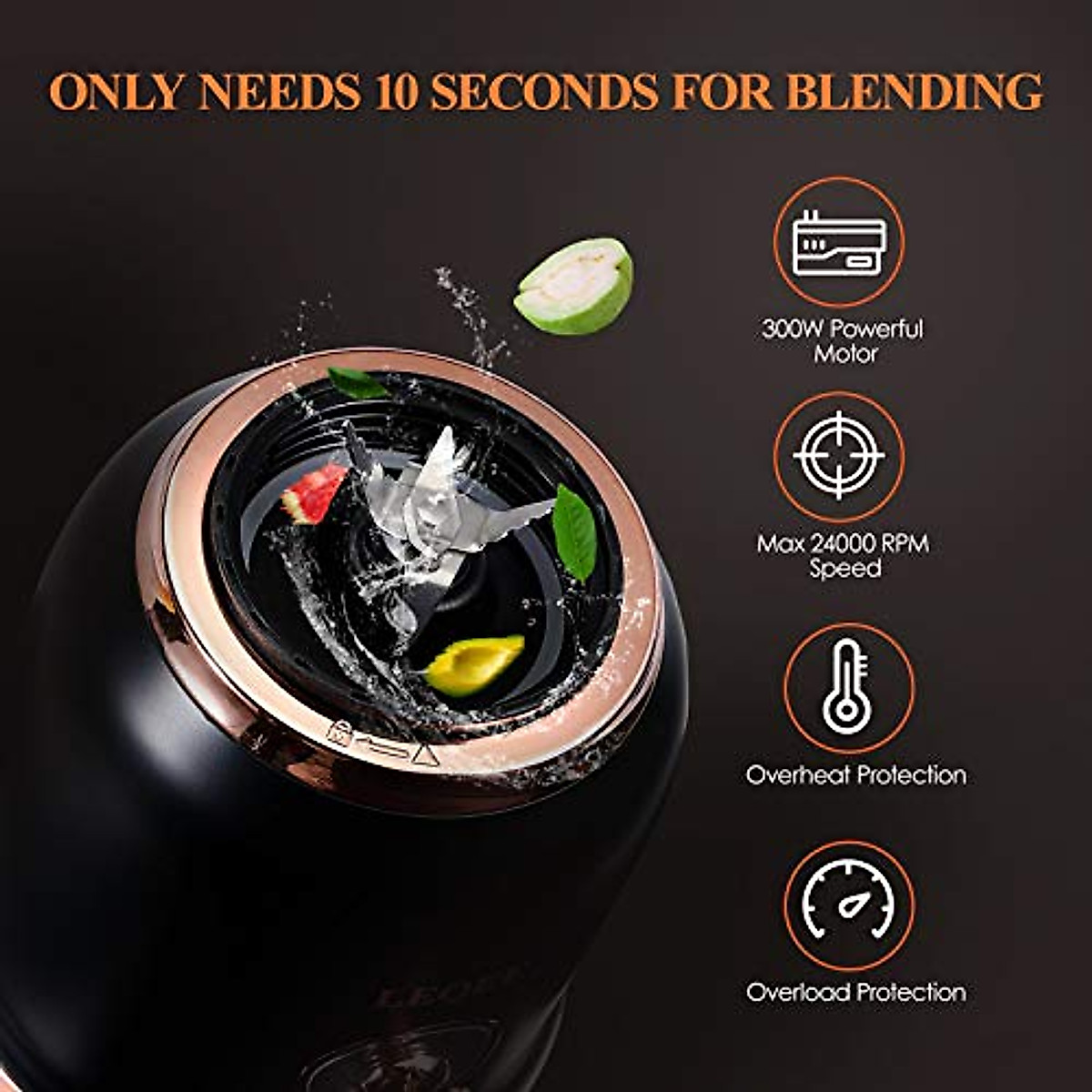 Smoothie Bullet Blender with 6 Sharp Blades, Personal Mini Blender for Shakes and Smoothies with 3 Adjustable Speeds, Blender for Kitchen with blending and grinding, BPA-free 3 Travel Cup & 27oz Mason Cup