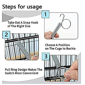 Wmzjnljy 12pcs 3.35inch Spring Cage Latch Door for Rabbit Cages Doors Multifunctional Spring Cage Latch Metal Finger for Rabbit Dog Birds Bunny Rodents Guinea Pig Hamster Parrot Cage Door(J08-12)
