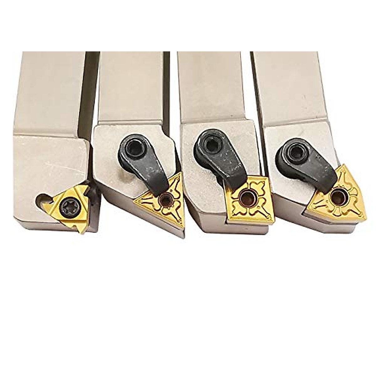 ASZLBYM 3/4'' inch CNC Lathe Indexable Turning Tool Holder with Nickel Plated,CNC Heavy-Duty Metal Lathe Bit Set with Tin Coated Carbide Turning Inserts WNMG431 CNMG431 TNMG331 16ER AG60