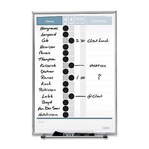 Matrix in/Out Board, 11"x16", White, Sold as 1 Each - Quartet * Matrix in/Out Board, 11"x16", White