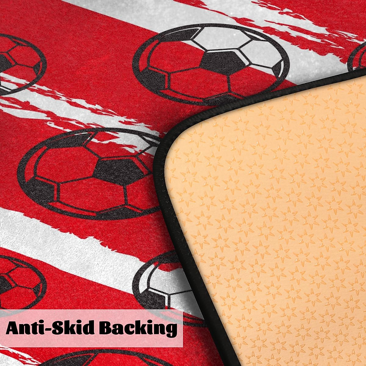KOBLEN Red Football Kitchen Rugs Non Slip Washable Absorbent Kitchen Mats 20x39 inch Cushioned Anti Fatigue Kitchen Floor Mats for in Front of Sink