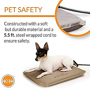 K&H Pet Products Lectro-Soft Outdoor Heated Dog and Cat Bed, Electric Thermostatically Controlled Orthopedic Pet Pad Tan Medium 19 X 24 Inches