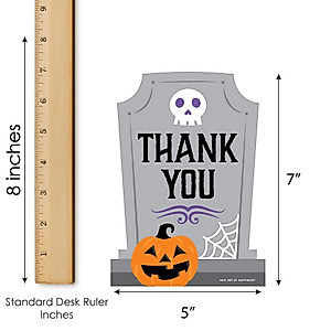 Big Dot of Happiness Cute and Colorful Tombstones - Shaped Thank You Cards - Kids Halloween Party Thank You Note Cards with Envelopes - Set of 12