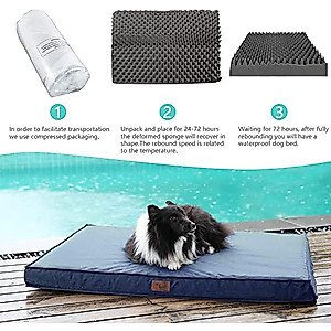 Tail Stories Outdoor All Weather Dog Bed, Waterproof Dog Bed for Large Dogs, Orthopedic Egg Foam Pet Bed with Washable and Removable Oxford Cooling Cover