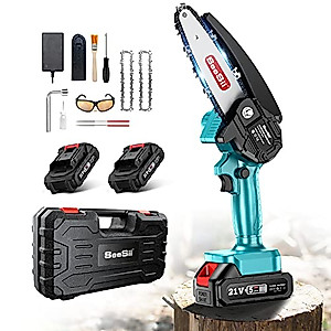 Mini Chainsaw 6-inch Mini Chainsaw Cordless 𝟭𝟮 Pc Tool Set, Seesii Battery Chainsaw with 2x Big Batteries, 2.62lbs Handheld Electric Power Chain Saw with Safety Lock for Tree Trimming Wood Cutting