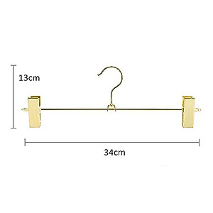Jetdio Metal Heavy Duty Pants Skirt Slack Hangers,Trousers Hangers with Two Adjustable Non Slip Clips Hanger Rack Swivel Hook, 12 Pack, Gold