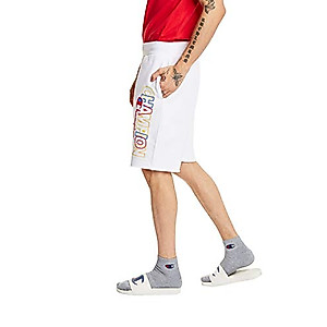 Champion Men's 10 Inch Reverse Weave Cut-Off Shorts, Block Logo, White, Medium