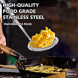 Anaeat 4.7" Stainless Steel Fat Skimmer Spoon - Professional Kitchen Fine Mesh Food Strainer and Hot Pot Skimmer with Long Handle for Skimming, Cooking, Frying, Grease, Gravy and Foam