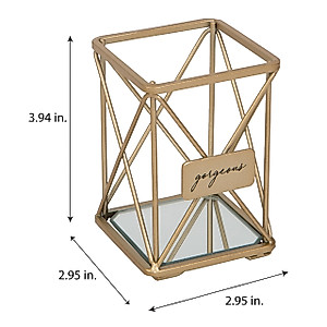 Home Details Cosmetic Brush and Pencil Holder | Vanity | Bathroom | Office | Organizer | Décor | Satin Gold