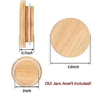 Oui Yogurt Jar Lids, 4 Pack Oui Lids, Reusable Natural Bamboo Wood Lids for Oui Yogurt Jars with Silicone Rings Tight Seal (Jars Aren't Included)