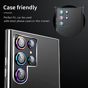 Hoerrye Camera Lens Protector for Samsung Galaxy S22 Ultra, Scratch-Proof, Drop-Proof Alloy Phone Screen Camera Cover Protection for 6.8'' Accessories - Black