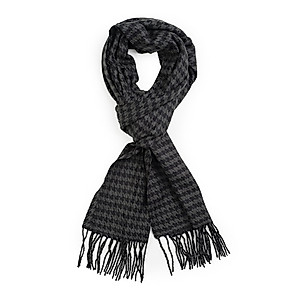Plum Feathers Super Soft Luxurious Cashmere Feel Winter Scarf (Grey Houndstooth)